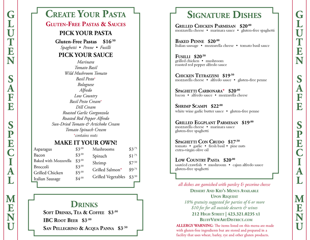 Tony's Menus — Bluff View Art District