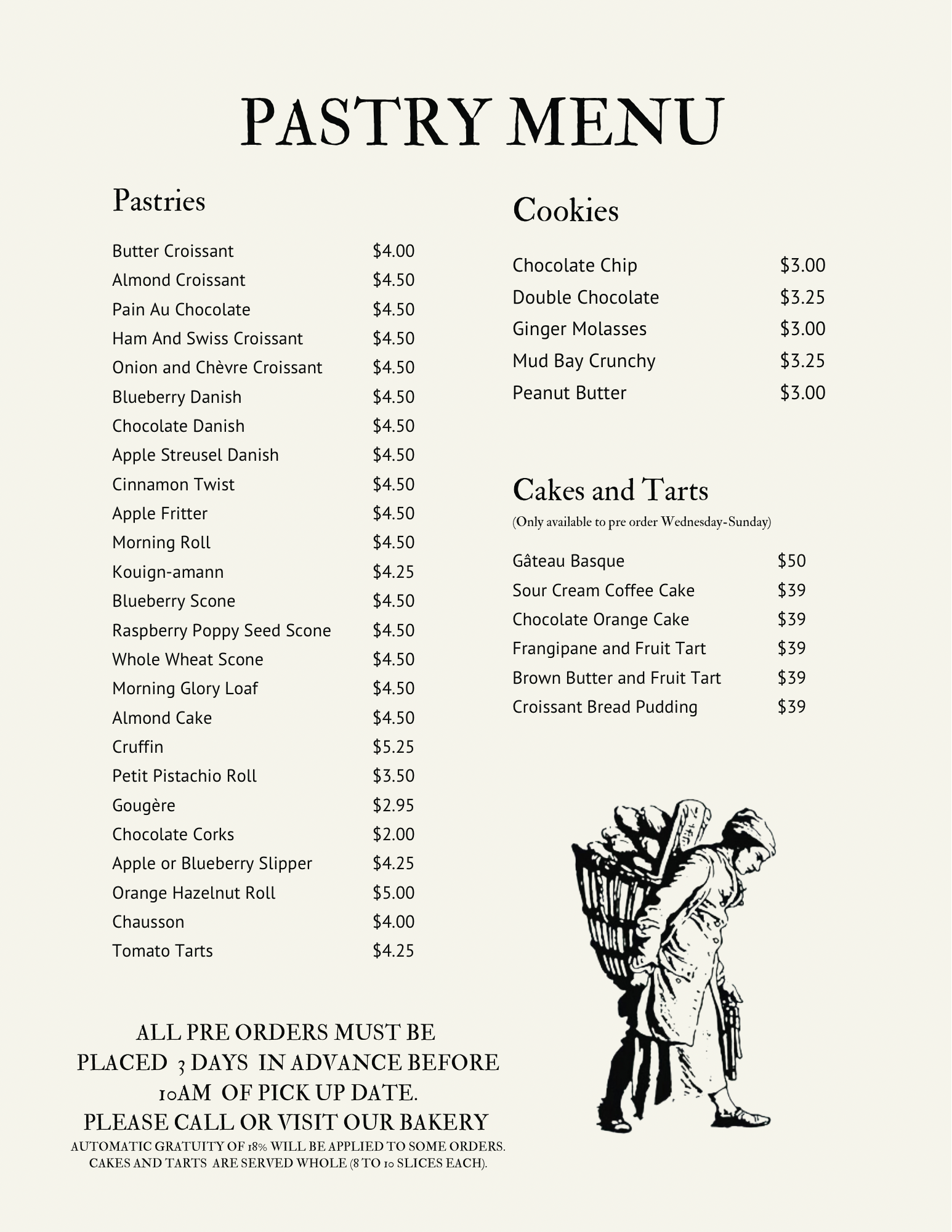Pastry Menu — The Bread Peddler