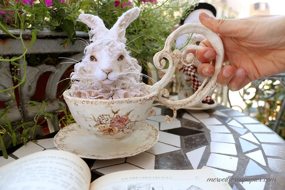 The White Rabbit in his Teacup- Alice in Wonderland Workshop — Merveilles en Papier