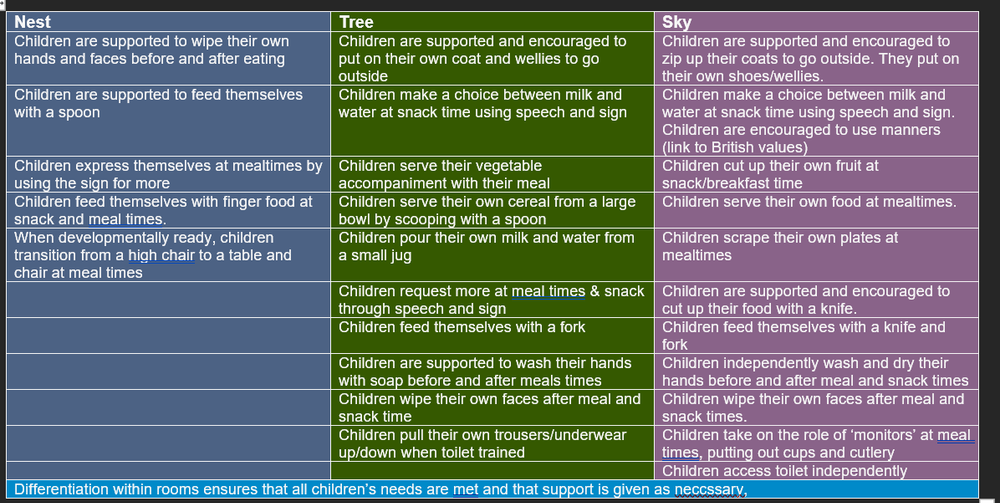 Promoting Independence — Fledglings Day Nursery