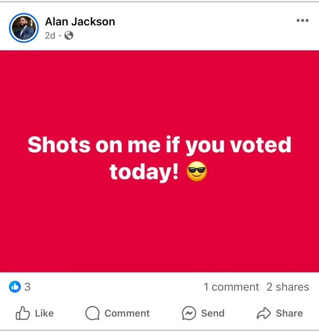 SHREVEPORT COUNCILMAN JACKSON: "SHOTS ON ME IF YOU VOTED TODAY ...