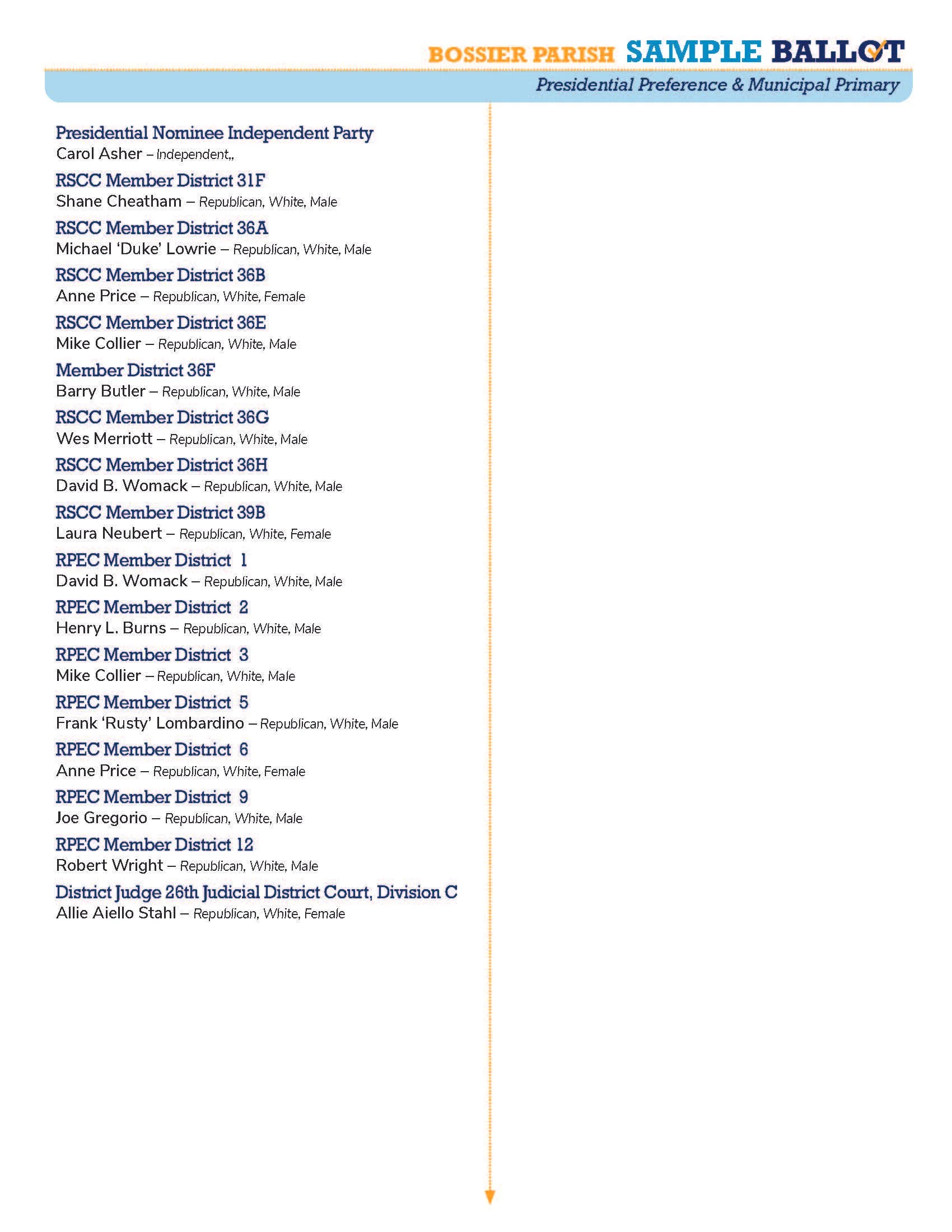 BOSSIER PARISH SAMPLE BALLOTS! — SettleTalk.com