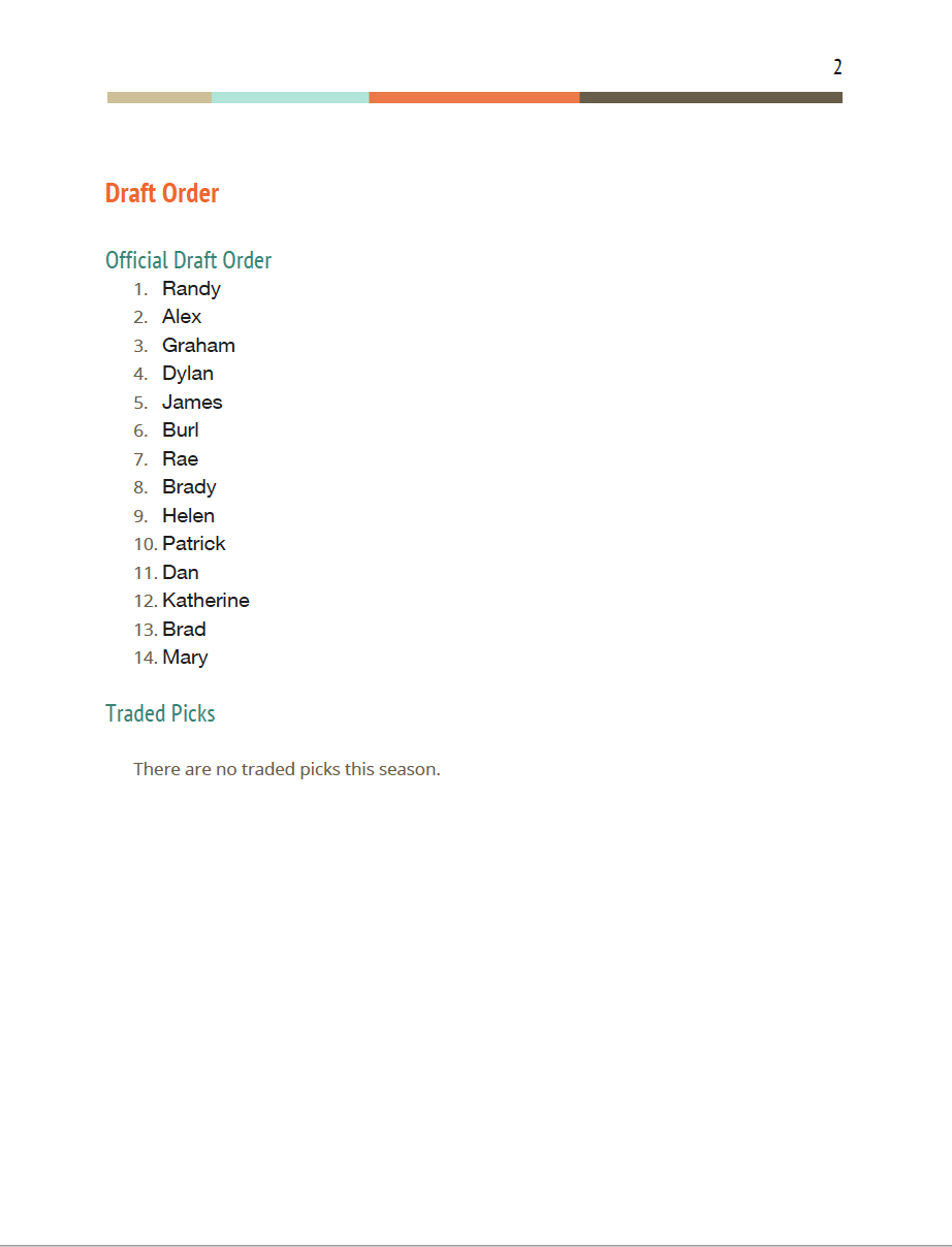 Fantasy Football Draft Packet — FanDraft
