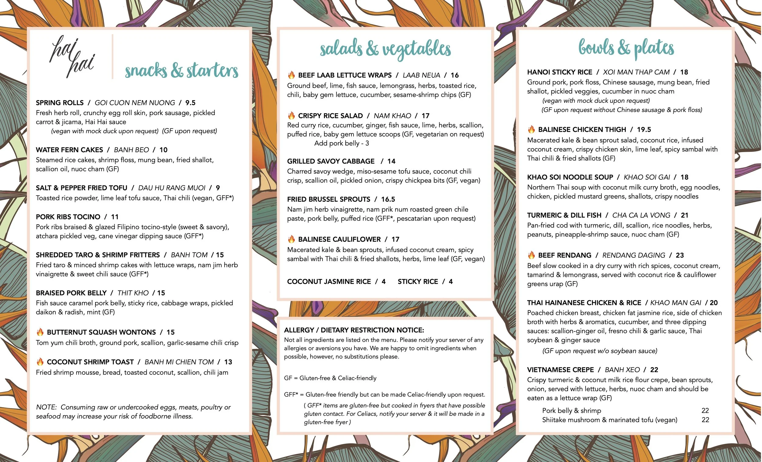 Menus — Hai Hai