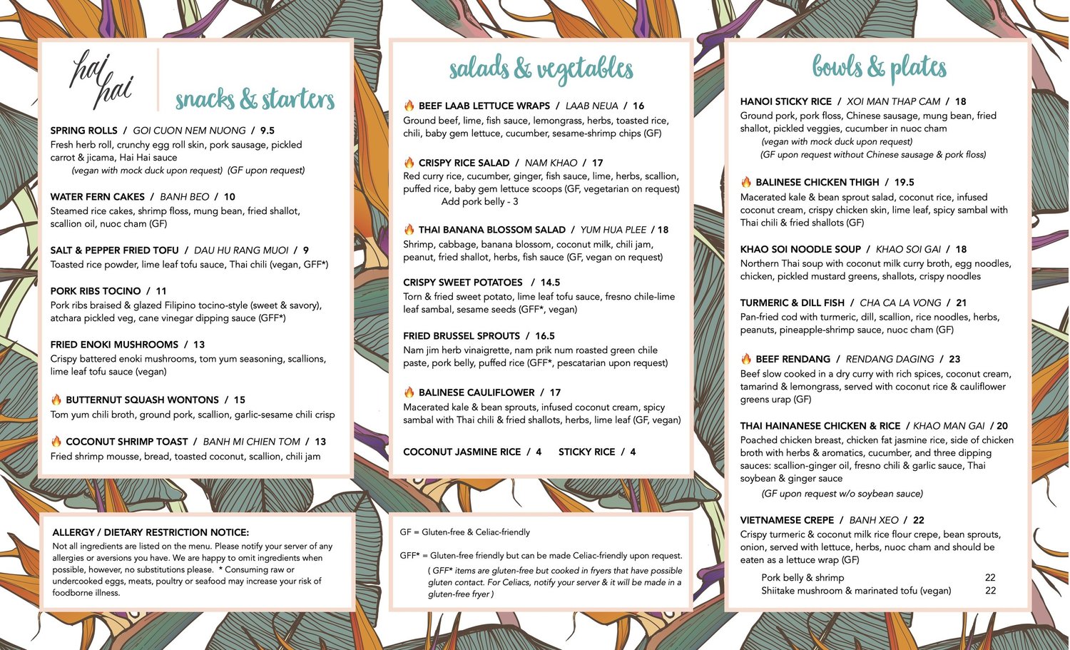 Menus — Hai Hai