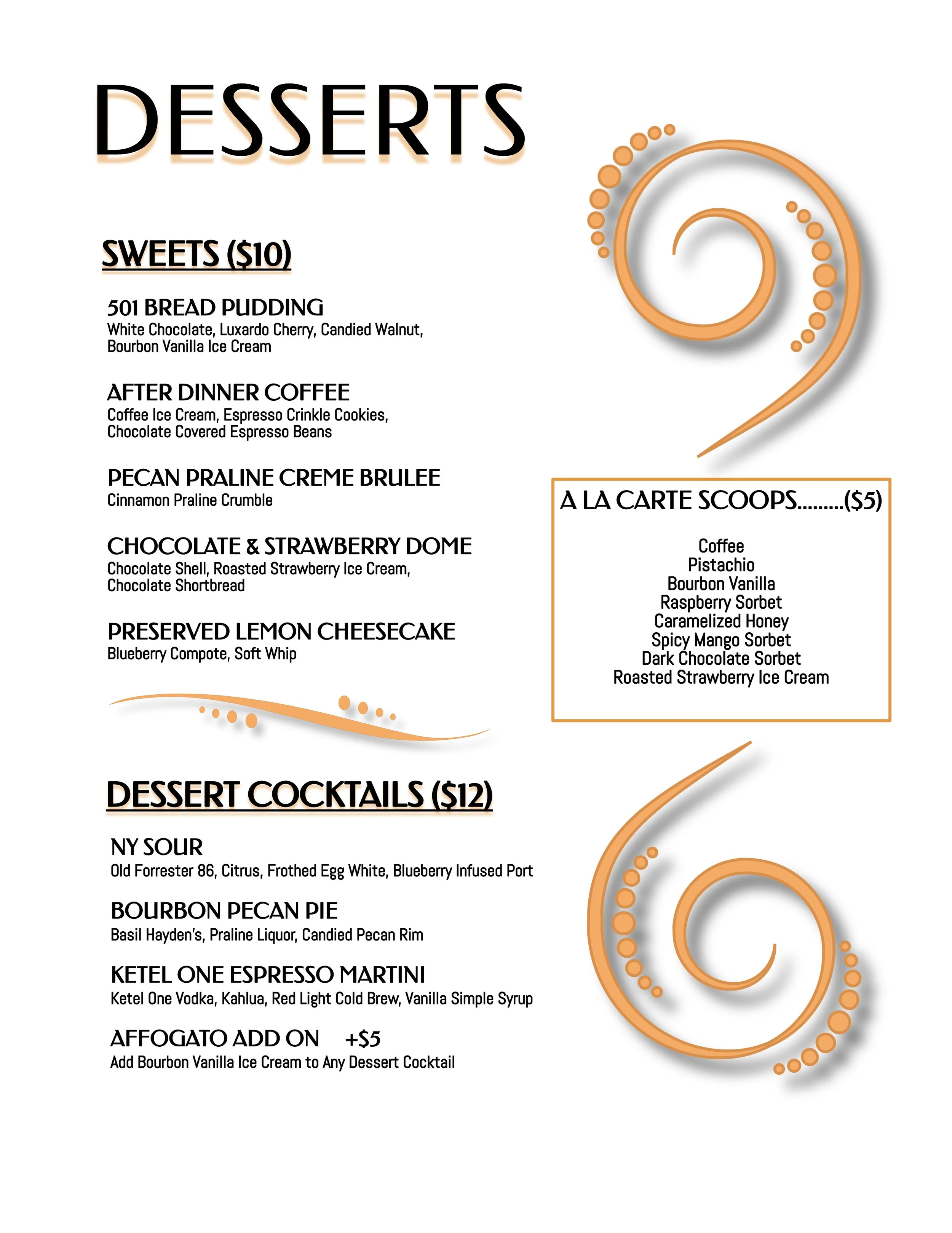 Daily Menu — 501 PRIME