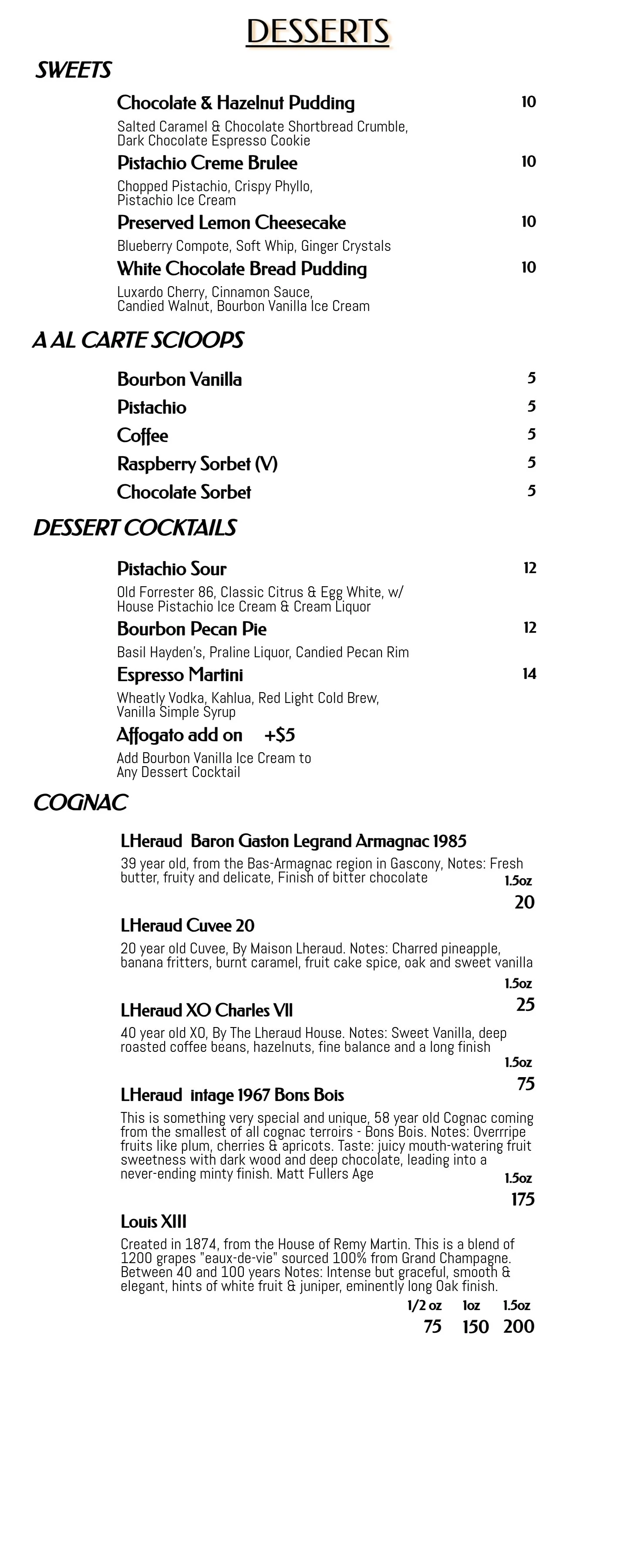 Daily Menu — 501 PRIME