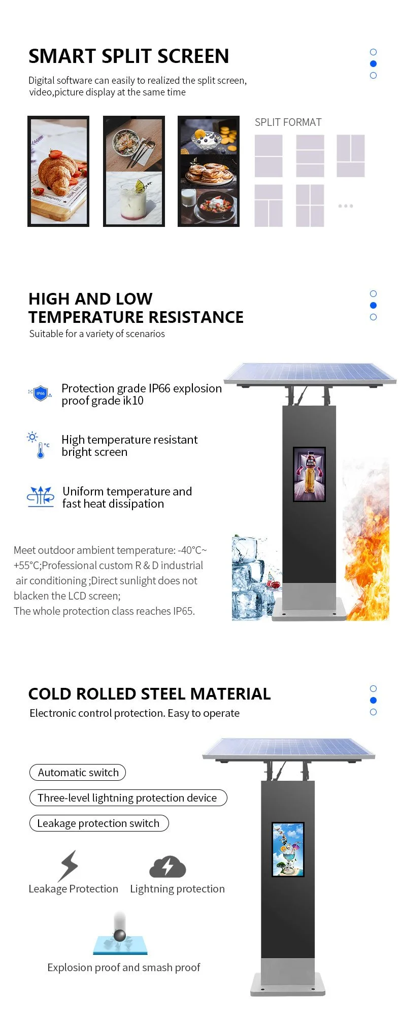 Solar Power 21.5" 24" 27" Outdoor Capacitive Standing Waterproof ...