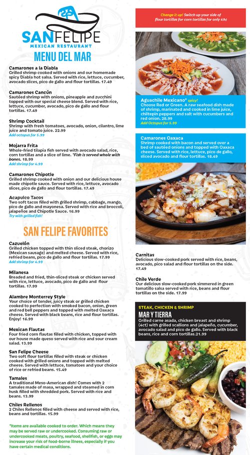 DINNER & LUNCH MENU — San Felipe Mexican Restaurant