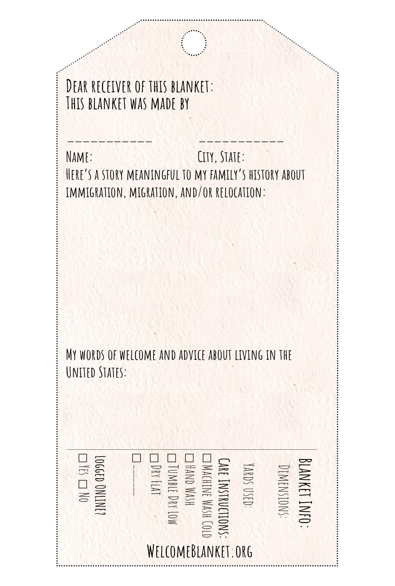 Welcome Notes — Welcome Blanket