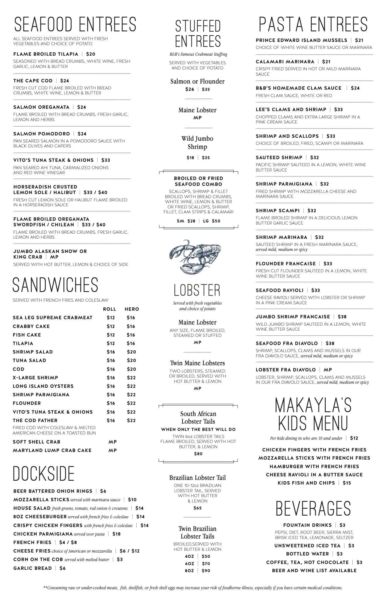 Menu — B&B Fish & Clam