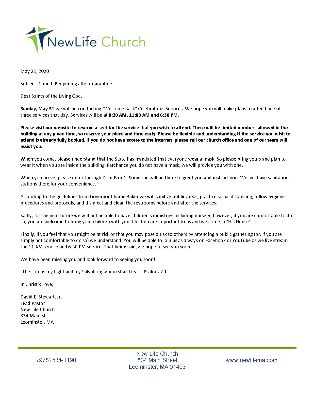 Example Of Church Welcome Letter Your First Time Church Visitor