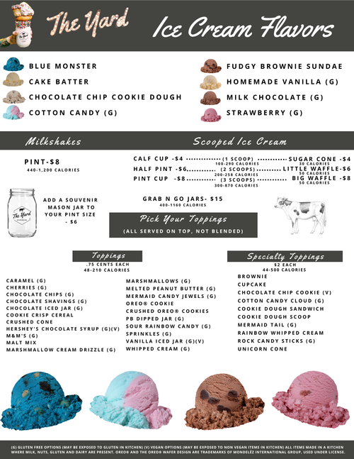 Glendale, AZ Kiosk Menu — The Yard Milkshake Bar - As seen on Shark Tank