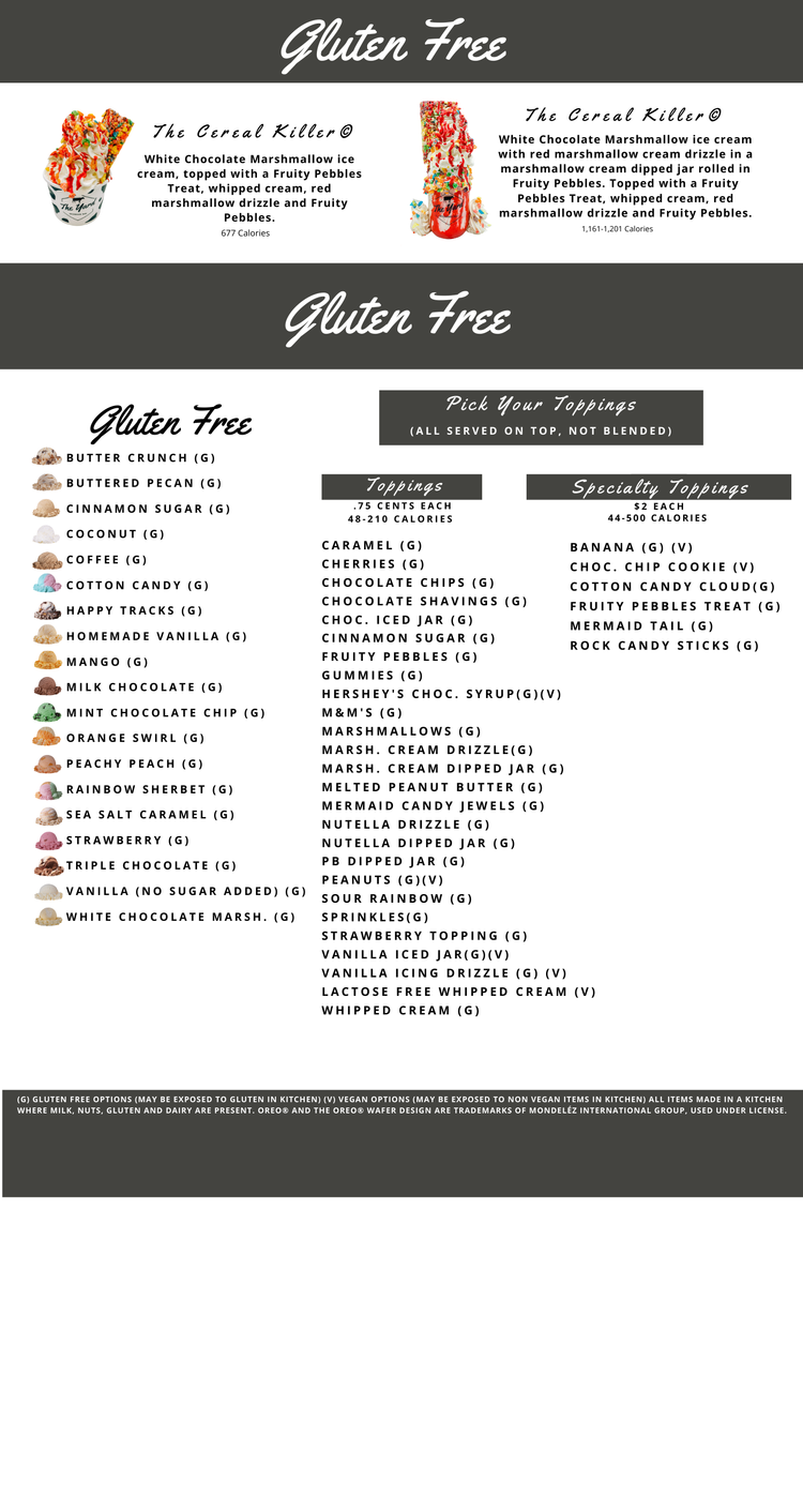 Colony Menu — The Yard Milkshake Bar - As seen on Shark Tank