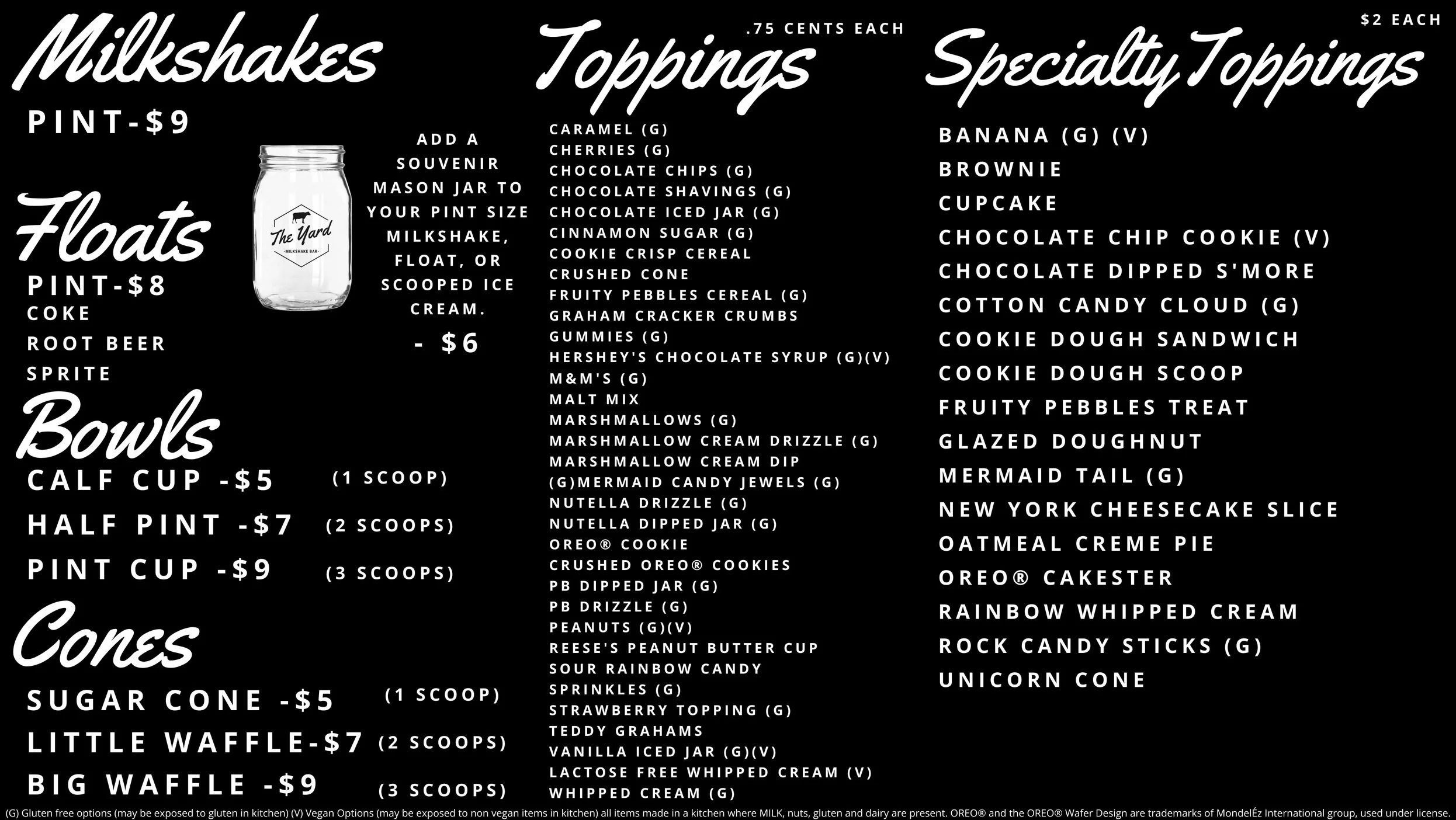 Phoenix, AZ Menu — The Yard Milkshake Bar - As seen on Shark Tank