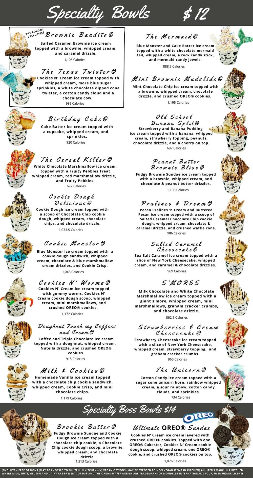 Colony Menu — The Yard Milkshake Bar - As seen on Shark Tank