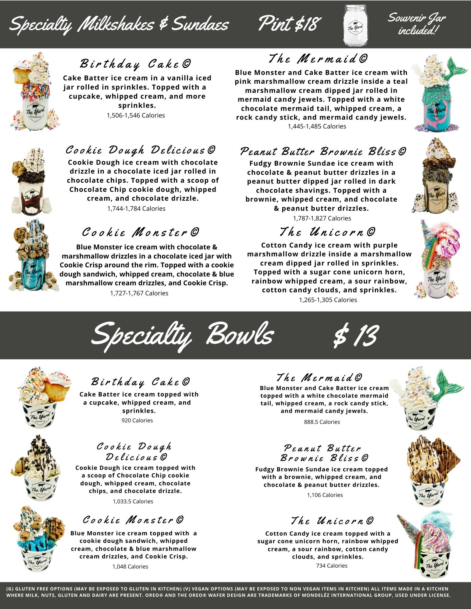 Glendale Kiosk Menu — The Yard Milkshake Bar - As seen on Shark Tank