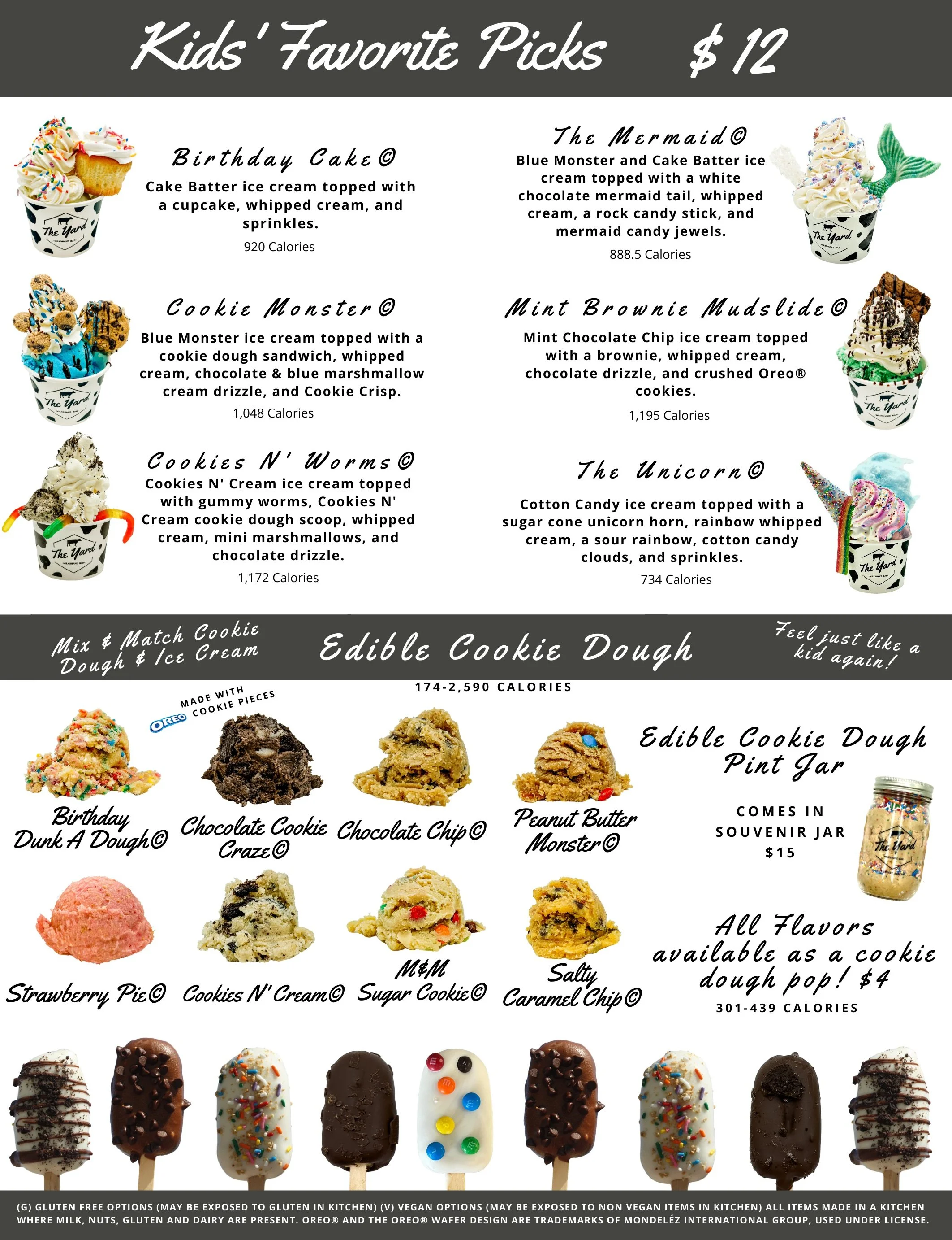 Colony Menu — The Yard Milkshake Bar - As seen on Shark Tank