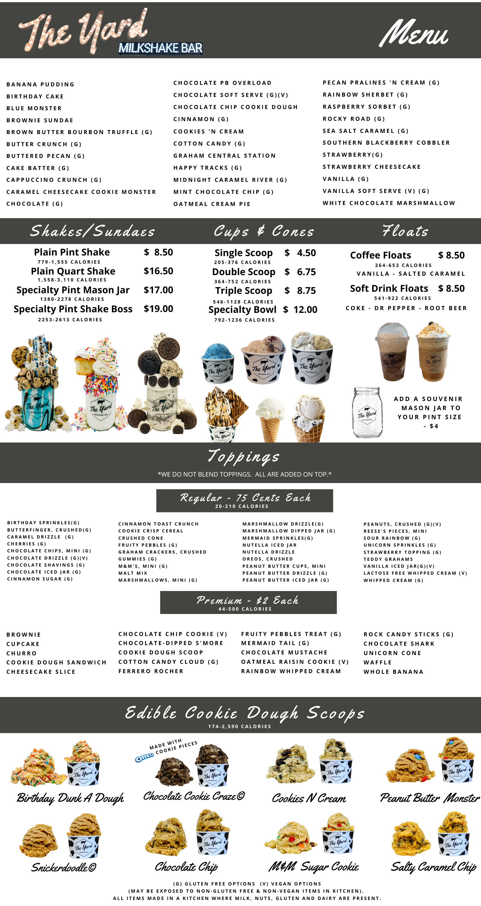 Atlanta Menu — The Yard Milkshake Bar - As seen on Shark Tank