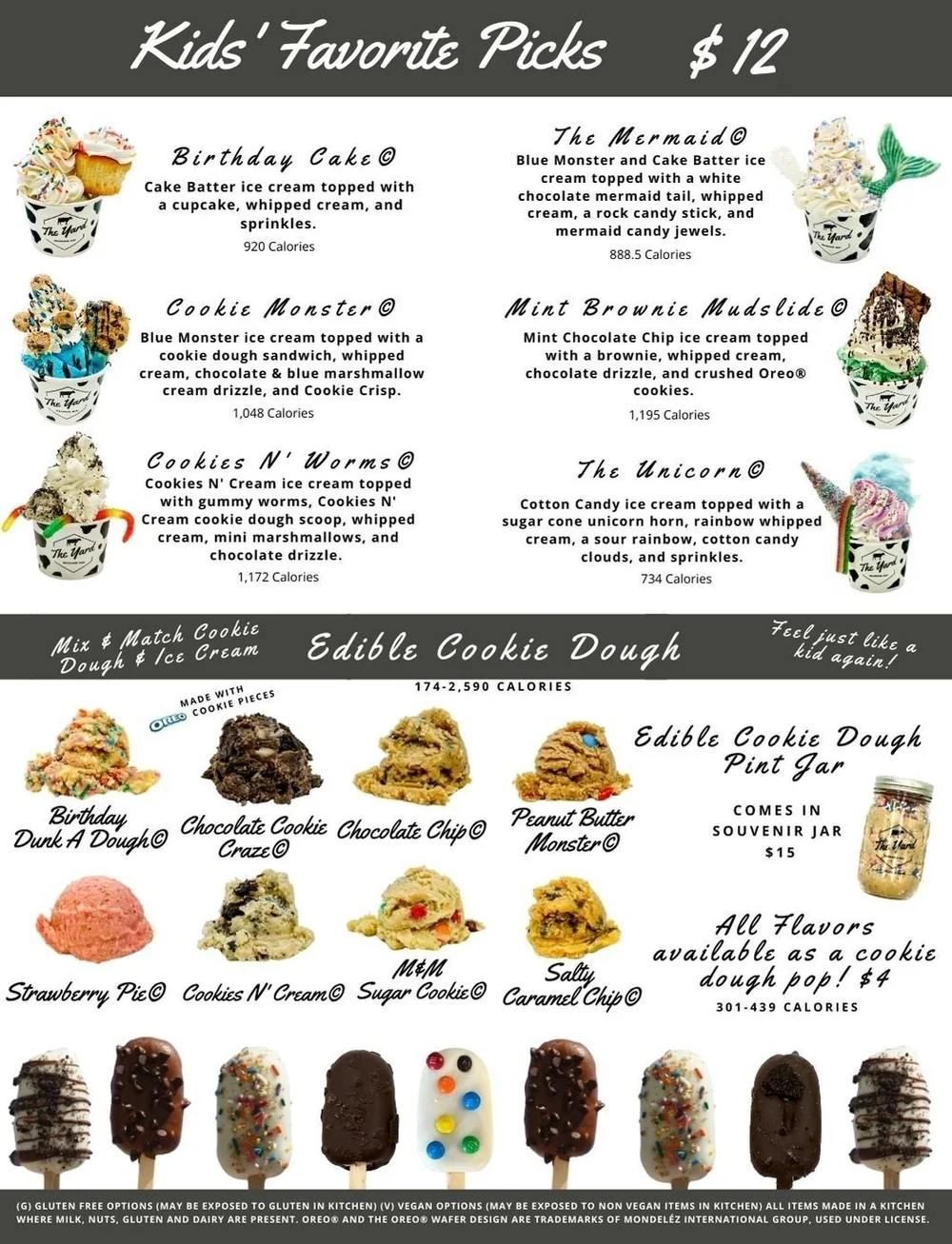 Colony Menu — The Yard Milkshake Bar - As seen on Shark Tank