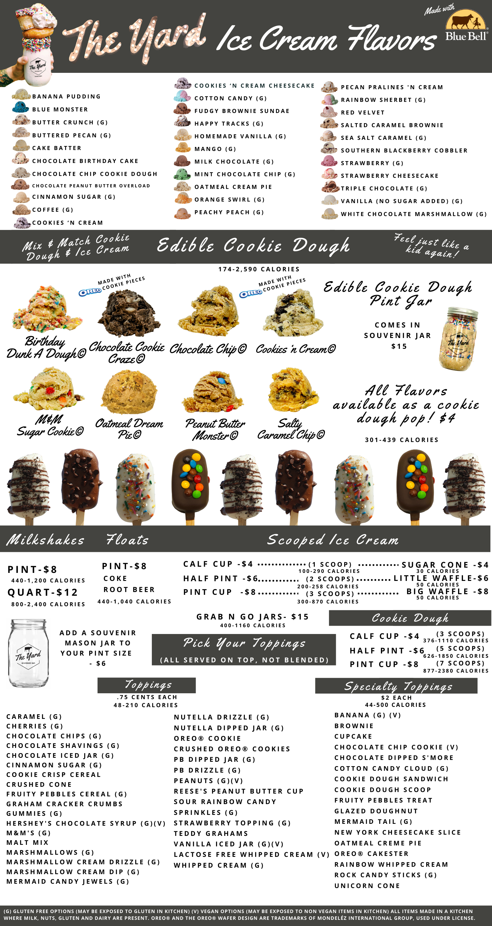 Raleigh Menu — The Yard Milkshake Bar - As seen on Shark Tank