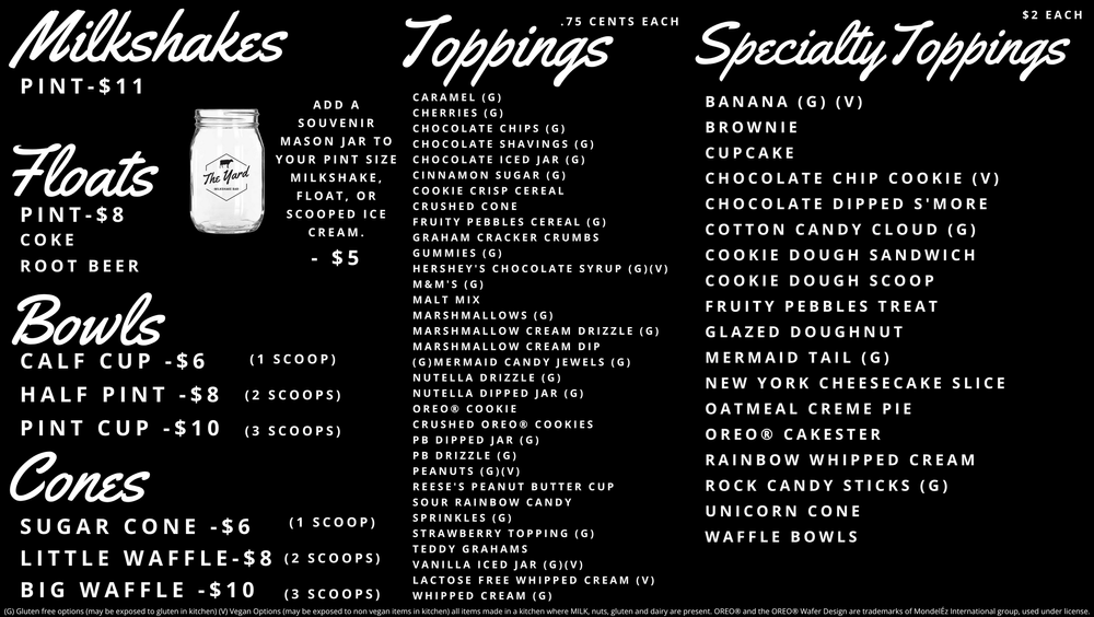 Denver Menu — The Yard Milkshake Bar - As seen on Shark Tank