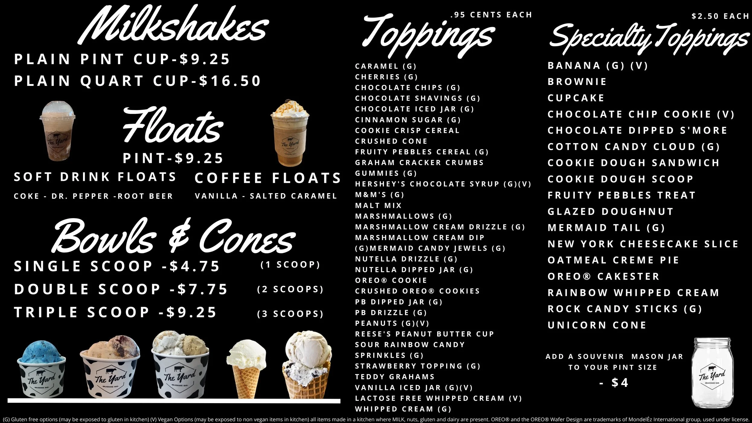 Atlanta Menu — The Yard Milkshake Bar - As seen on Shark Tank