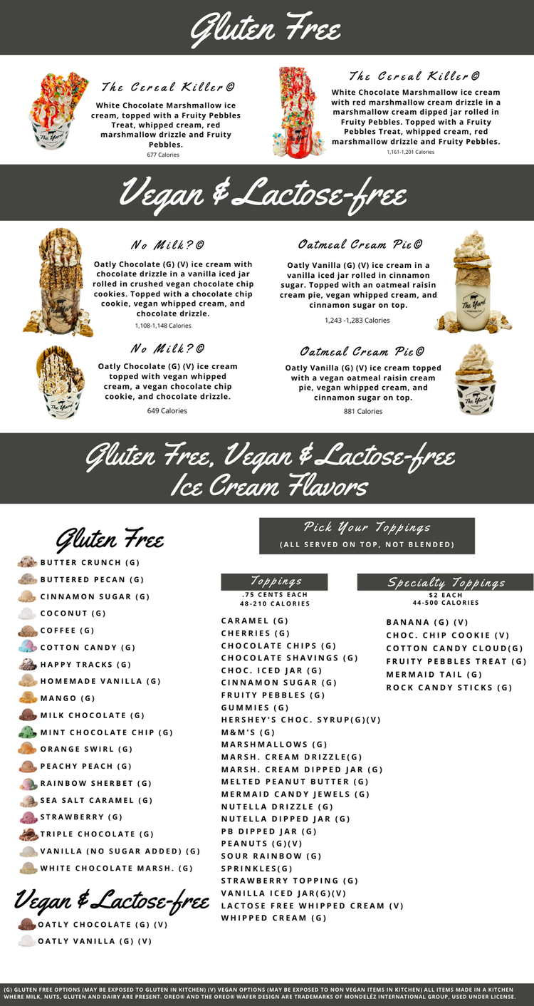 Gulf Shores Menu — The Yard Milkshake Bar - As seen on Shark Tank Gulf Shores Menu — The Yard Milkshake Bar - As seen on Shark Tank