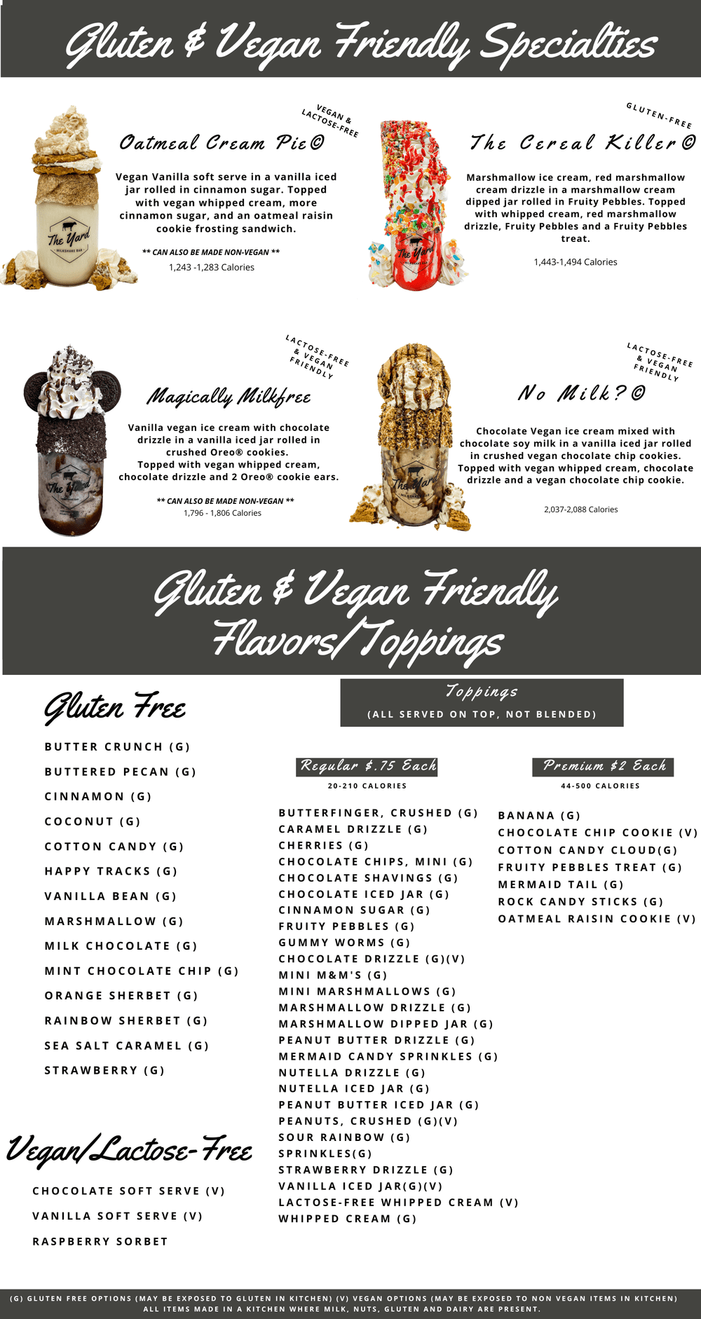 Georgetown Menu — The Yard Milkshake Bar - As seen on Shark Tank