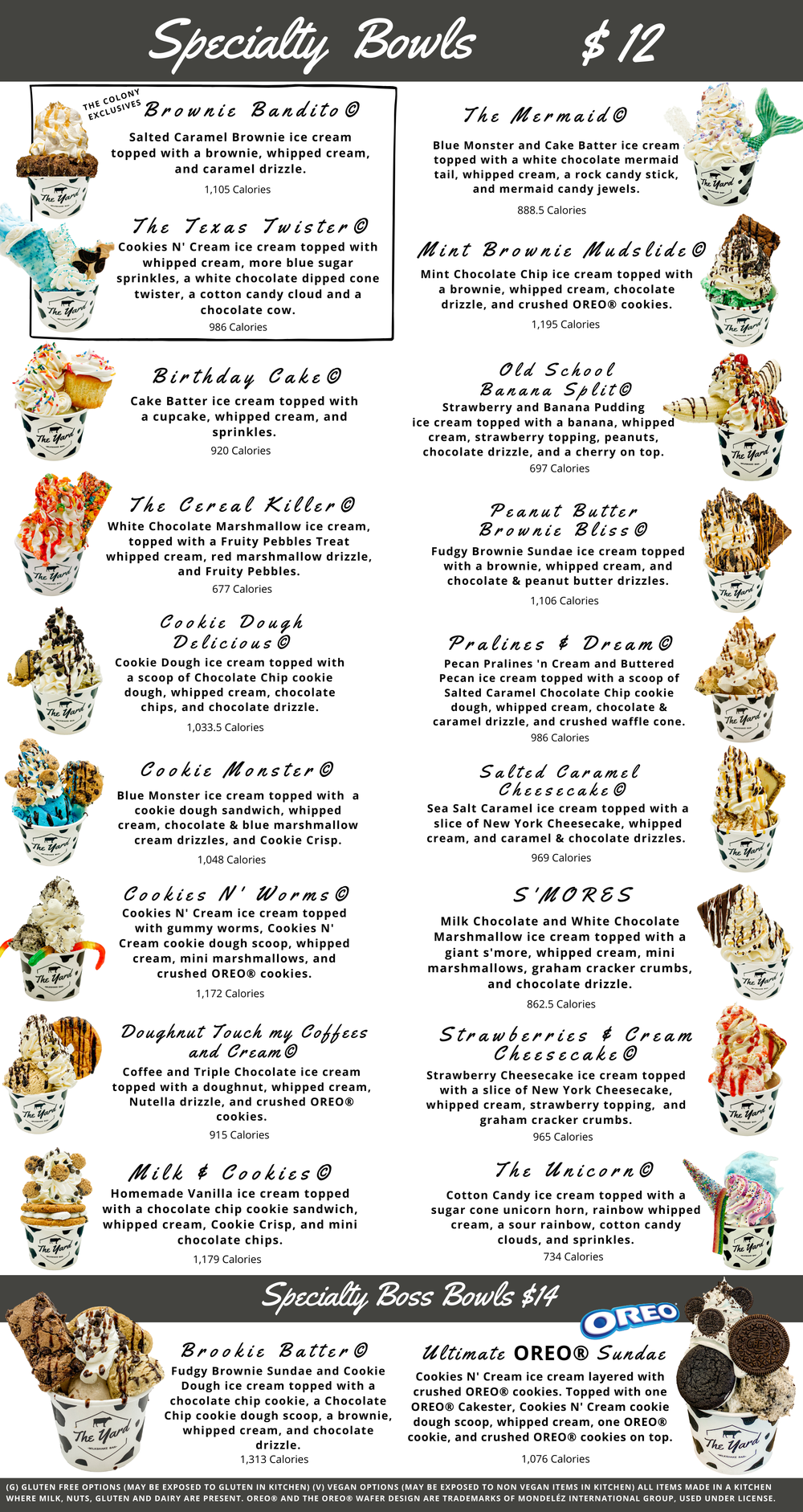 Colony Menu — The Yard Milkshake Bar - As seen on Shark Tank