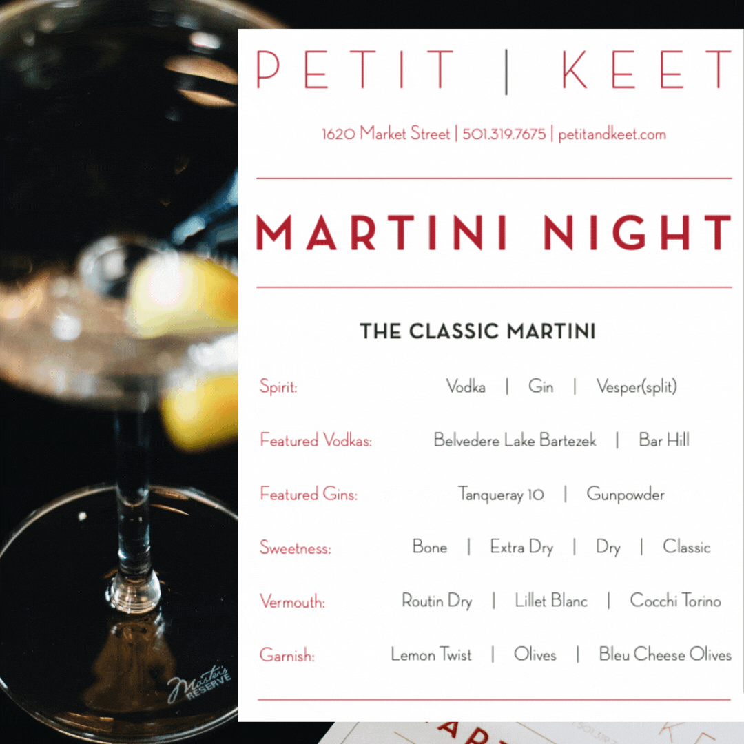 Martini Nights — Petit & Keet | Upscale Dining & Bar in Little Rock, AR