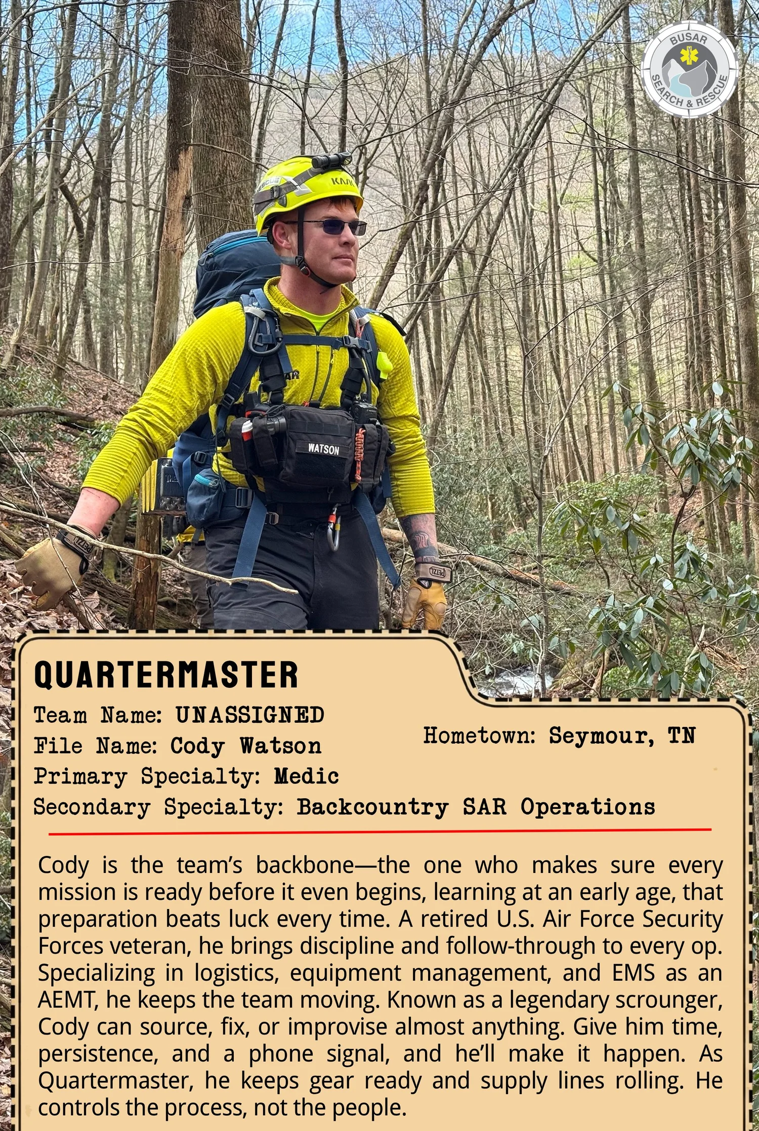 Cody Watson — BUSAR - Backcountry Search & Rescue