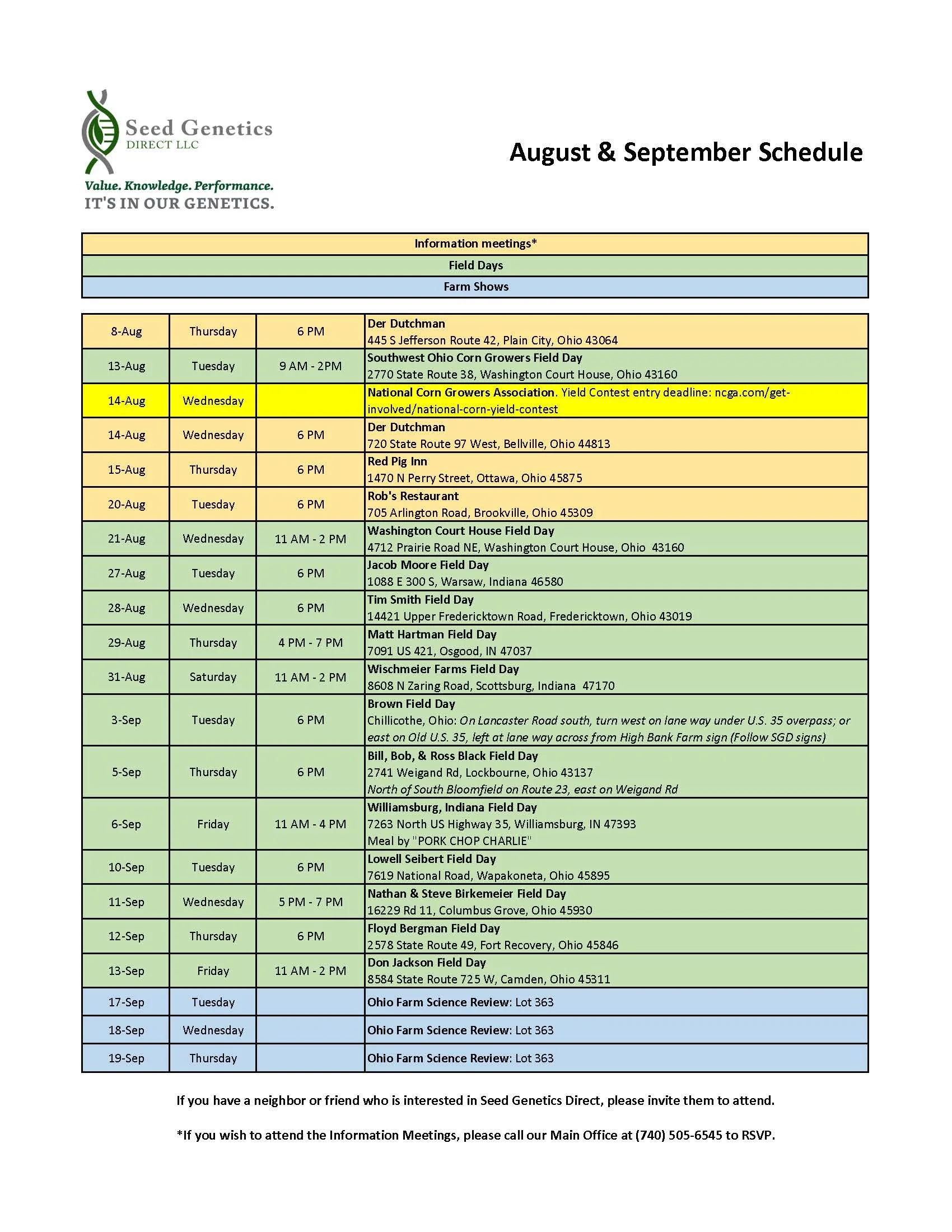 Informational meetings and Field day schedule announced — Seed Genetics ...