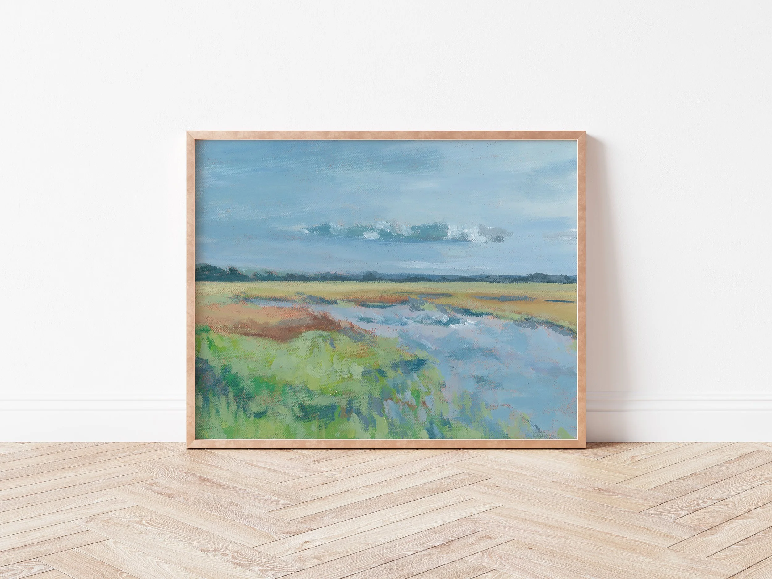 Marsh trails | Landscape marsh painting | landscape print | marsh print ...