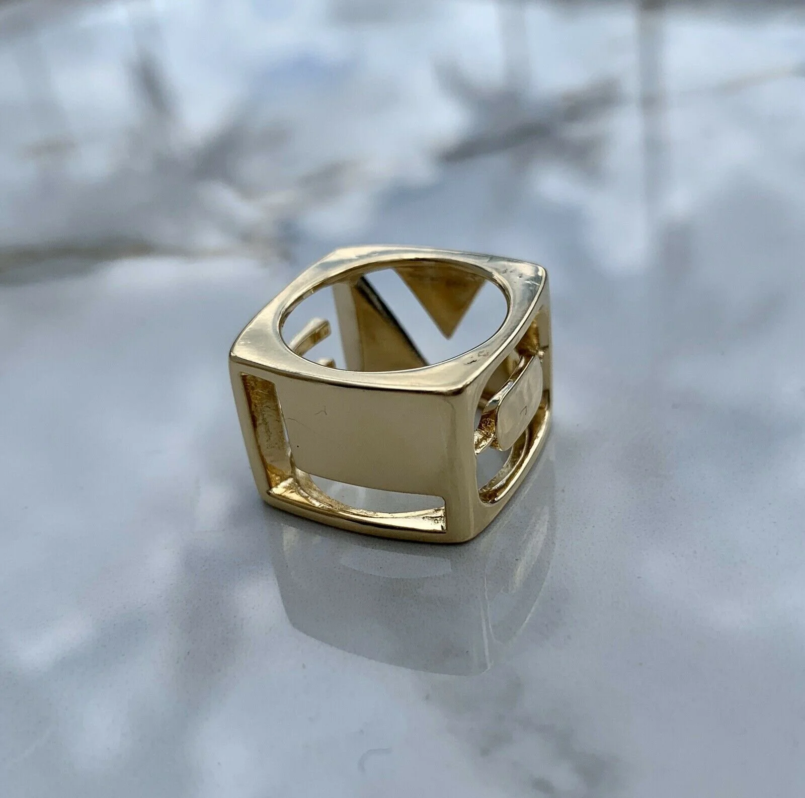 TIFFANY & Co LOVE 18k Yellow Gold Ring by DONALD CLAFLIN Sz 6.25 RARE ...
