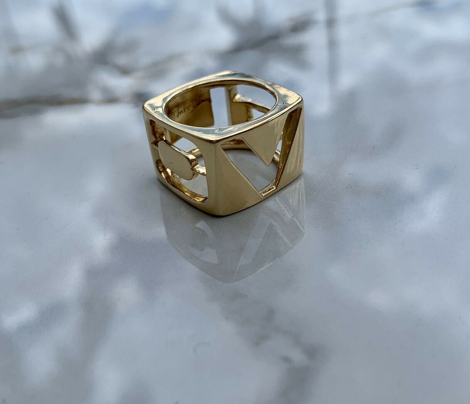 TIFFANY & Co LOVE 18k Yellow Gold Ring by DONALD CLAFLIN Sz 6.25 RARE ...