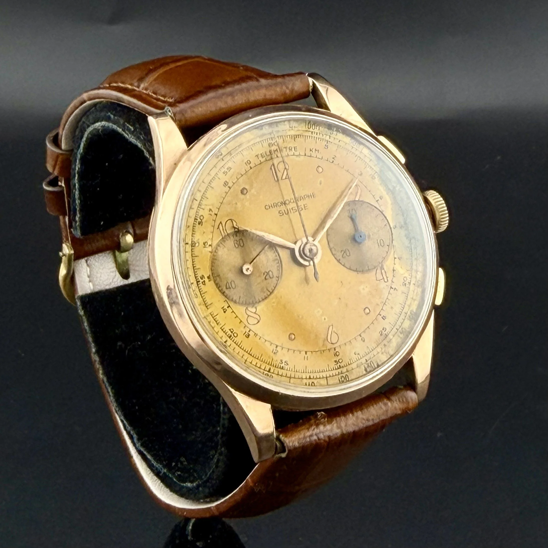 VINTAGE 1940'S 18K YELLOW GOLD CHRONOGRAPHE SUISSE MANUAL 38MM MEN'S ...