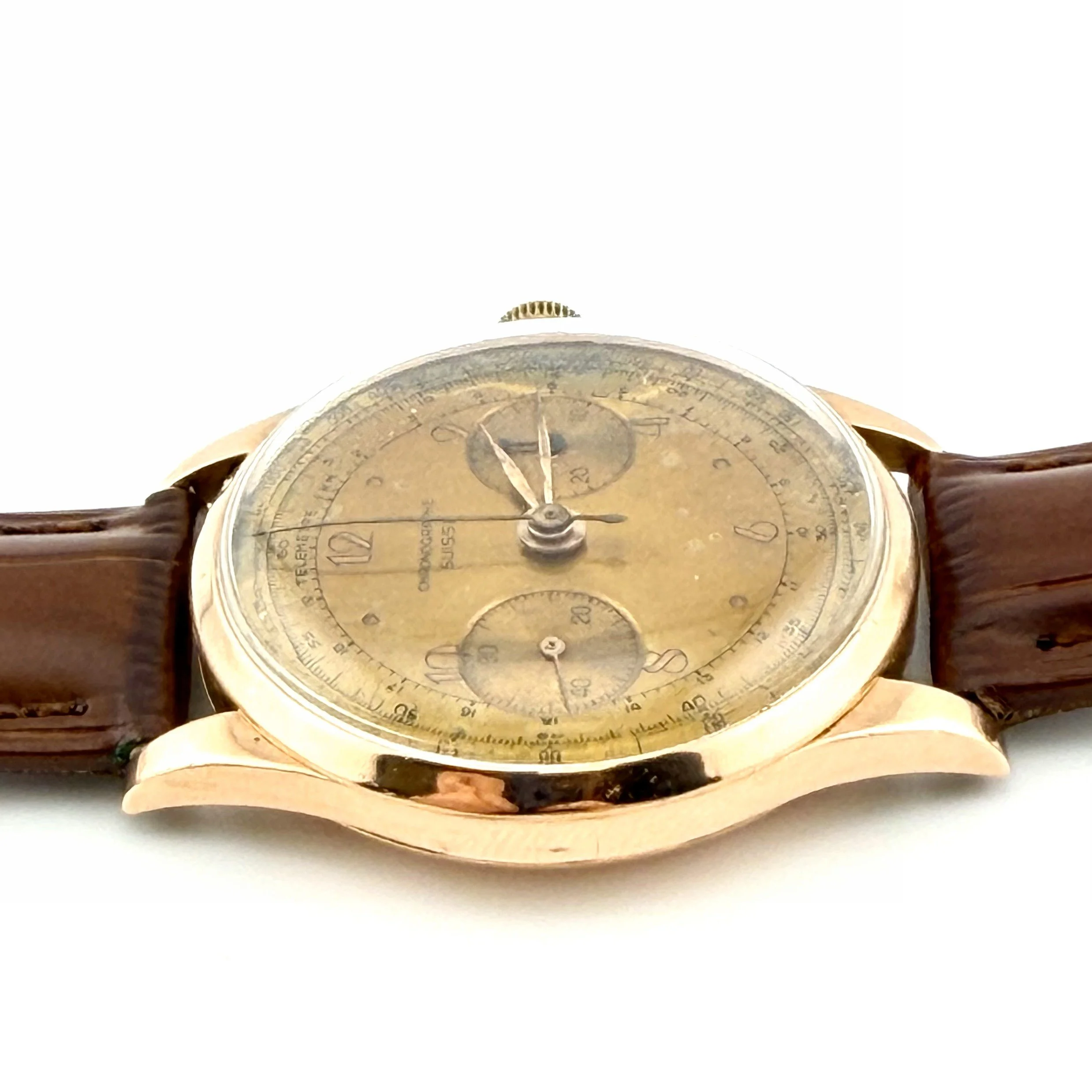 VINTAGE 1940'S 18K YELLOW GOLD CHRONOGRAPHE SUISSE MANUAL 38MM MEN'S ...