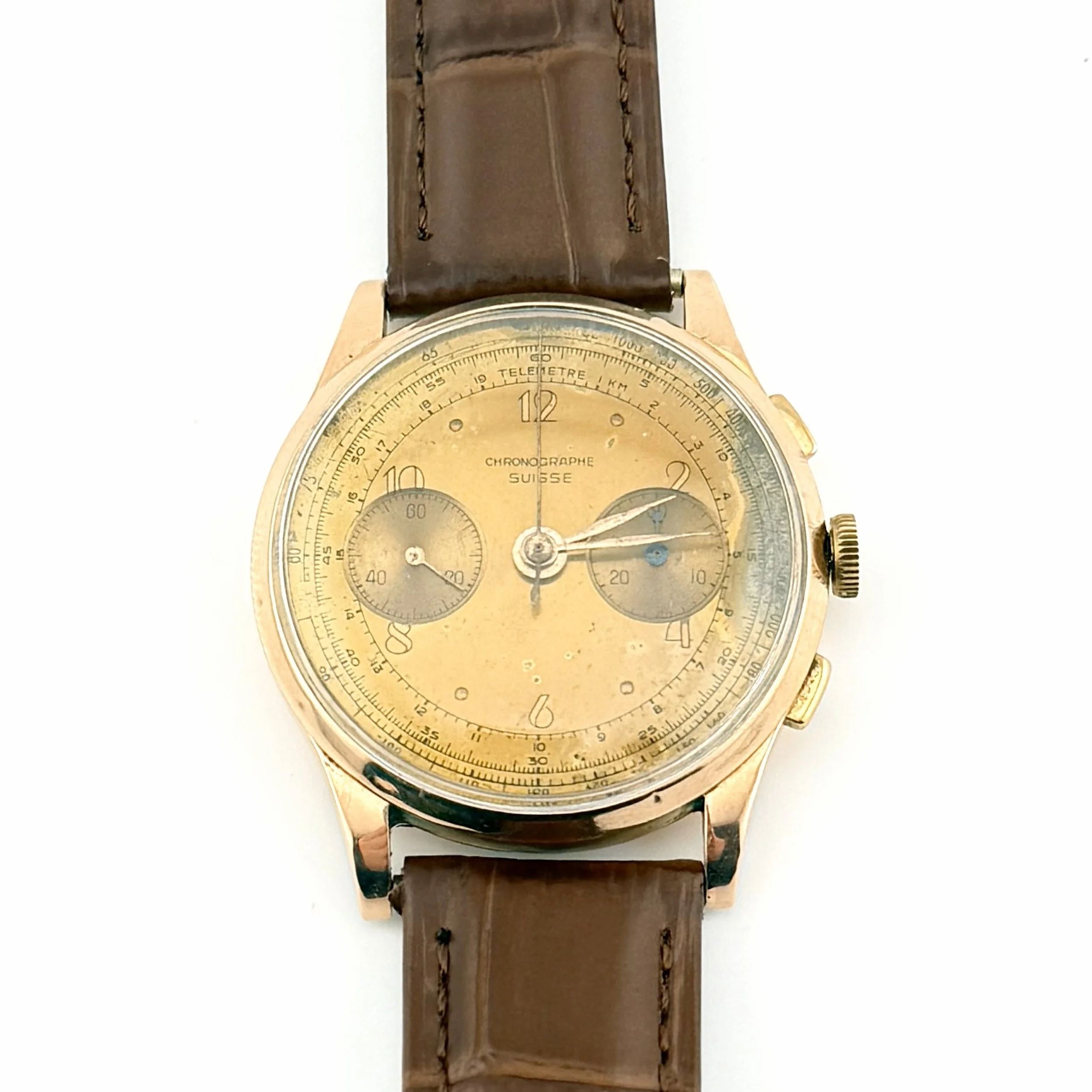 VINTAGE 1940'S 18K YELLOW GOLD CHRONOGRAPHE SUISSE MANUAL 38MM MEN'S ...