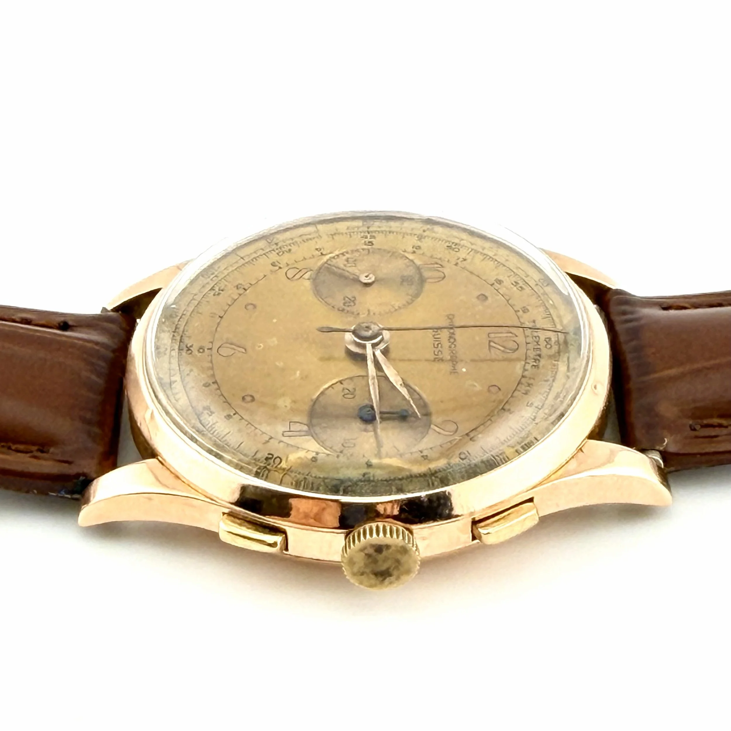 VINTAGE 1940'S 18K YELLOW GOLD CHRONOGRAPHE SUISSE MANUAL 38MM MEN'S ...