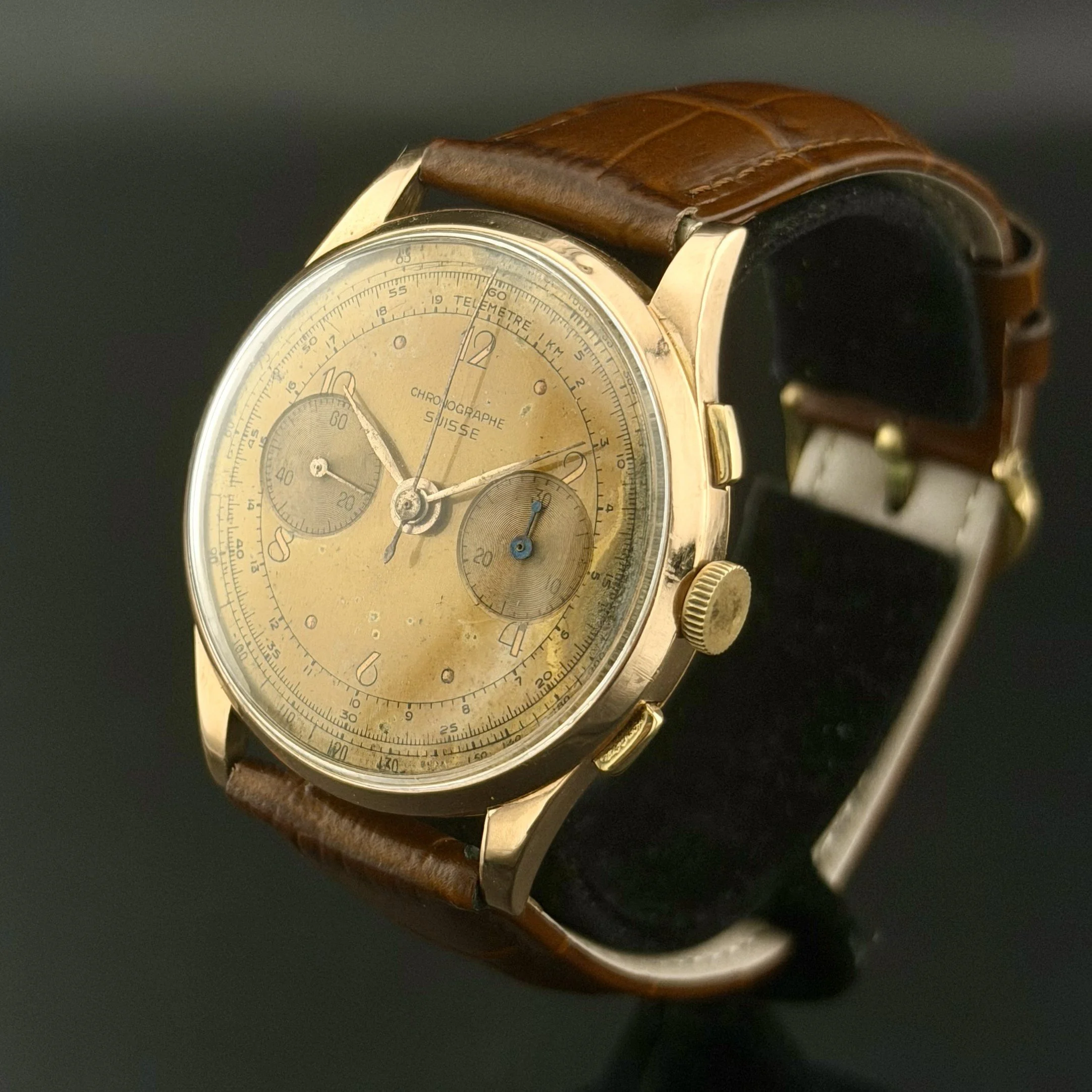 VINTAGE 1940'S 18K YELLOW GOLD CHRONOGRAPHE SUISSE MANUAL 38MM MEN'S ...
