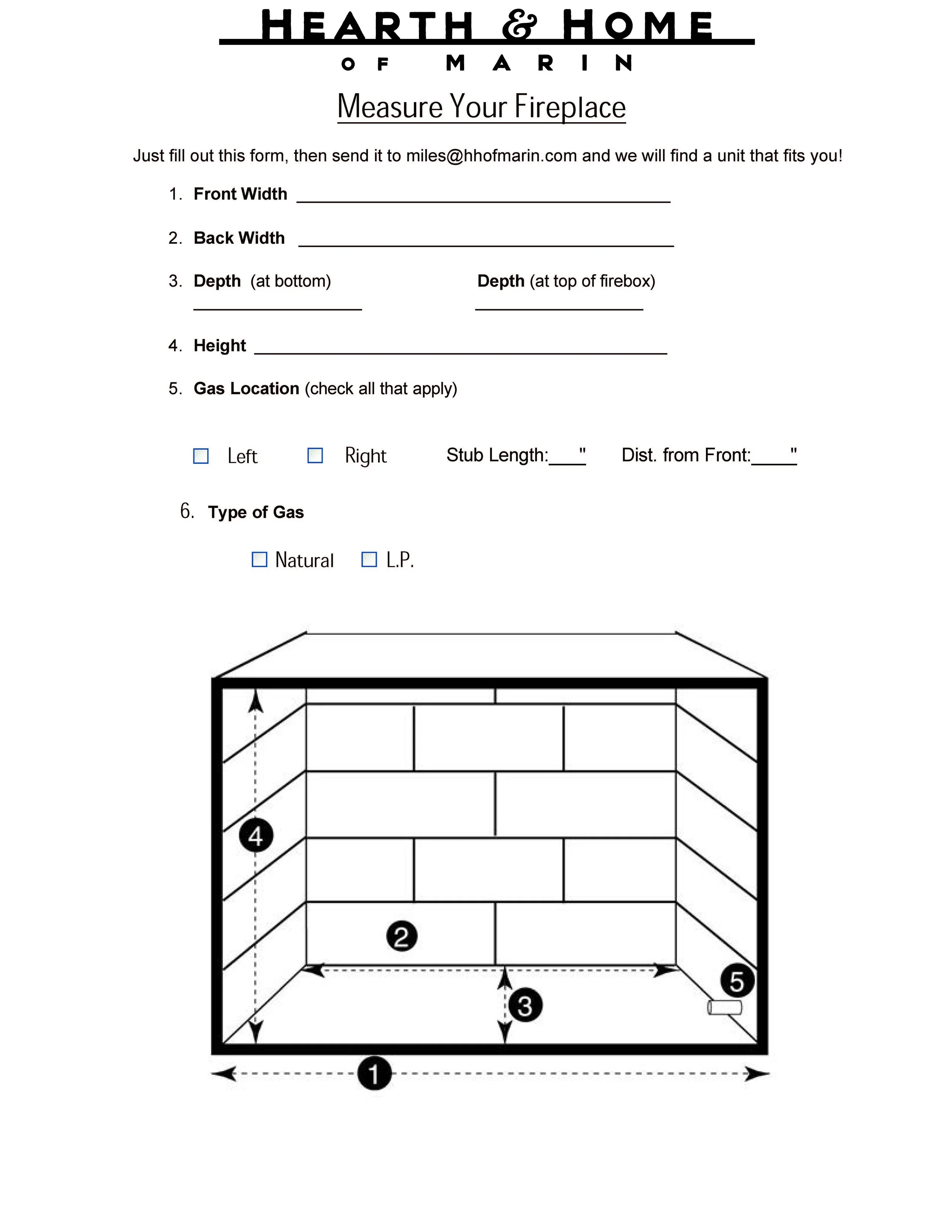 Measurement Form — Hearth & Home of Marin