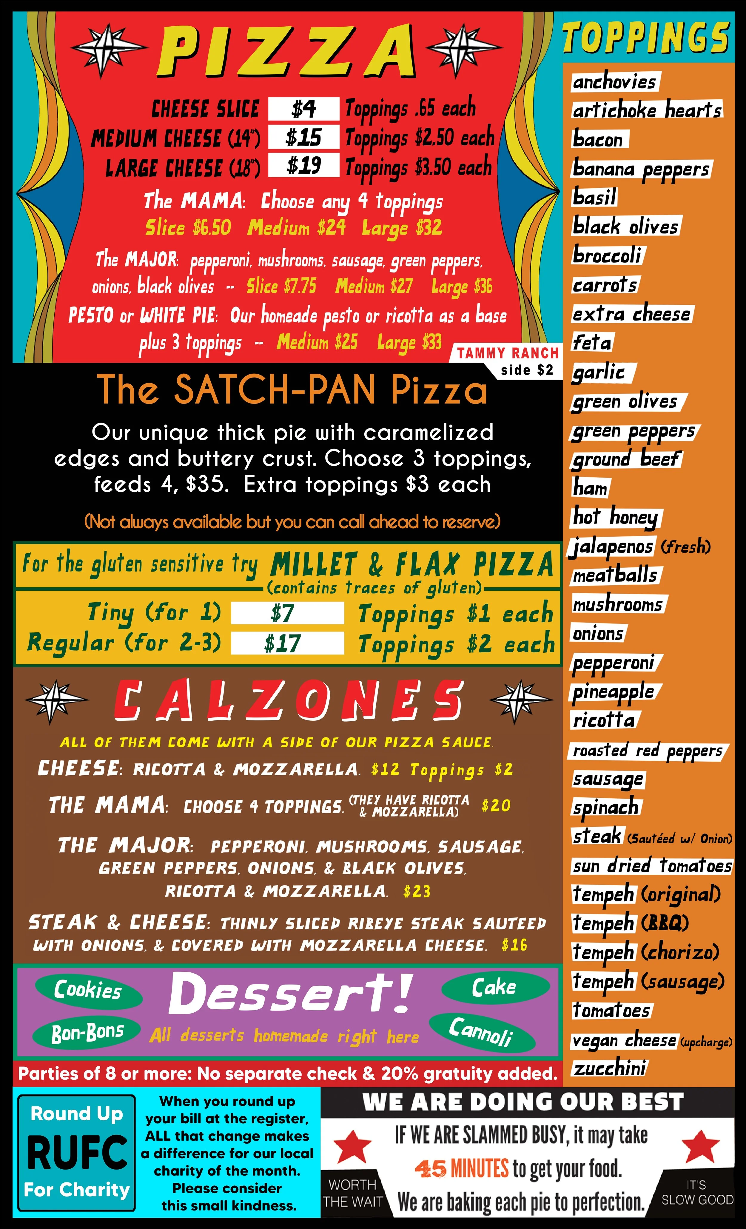 Menu — Satchel's Pizza
