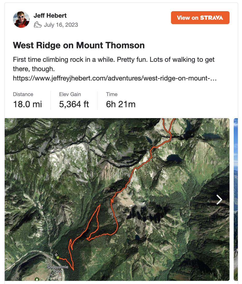 West Ridge on Mount Thomson — Trip Report — Jeff Hebert