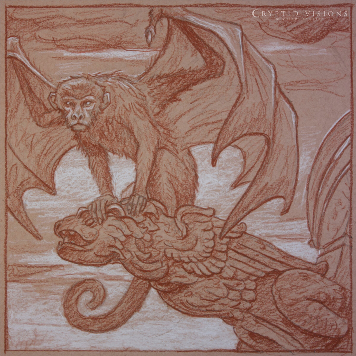"Winged Monkey of Oz #2" original drawing — CRYPTID VISIONS