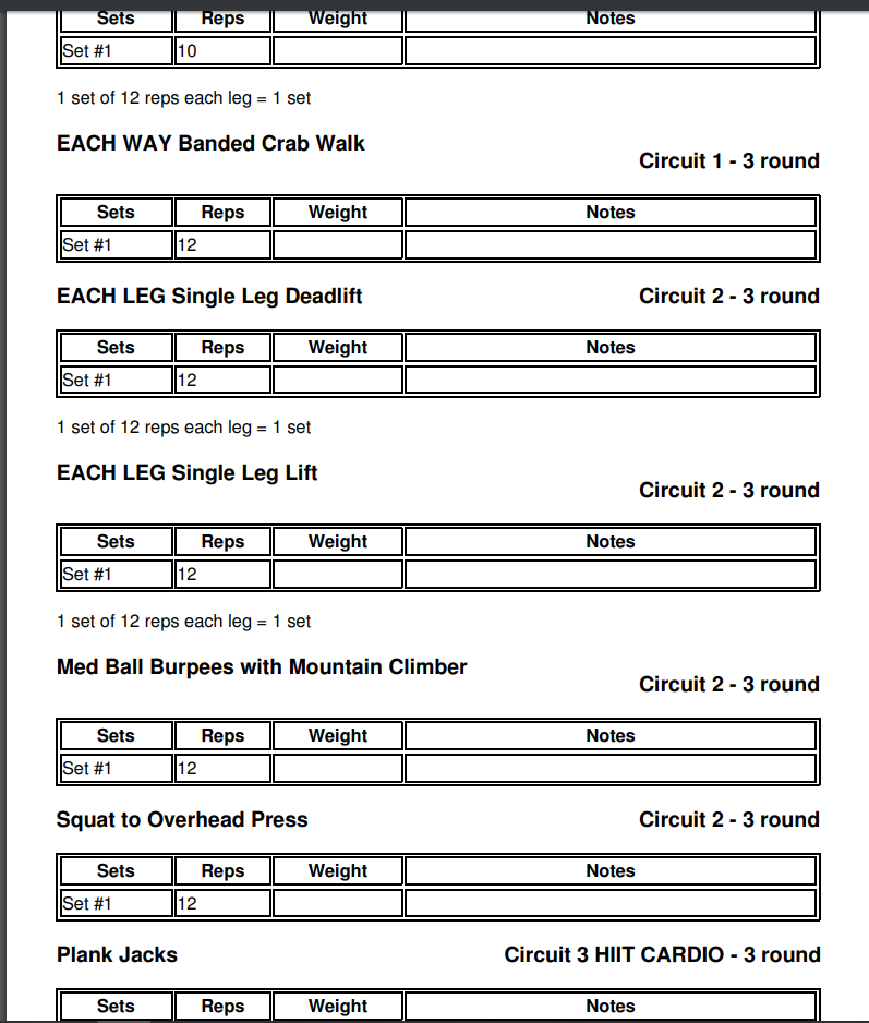 30 day shred level 1 exercise list
