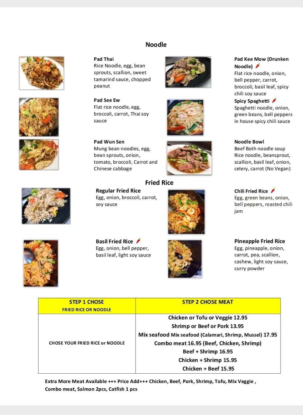 MENU — Thai in the Box