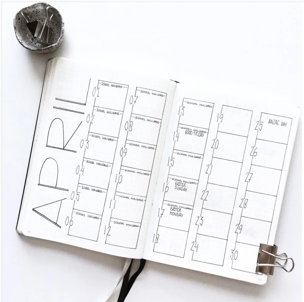 20 Monthly Spread Layouts for your Bullet Journal - Ideas and ...