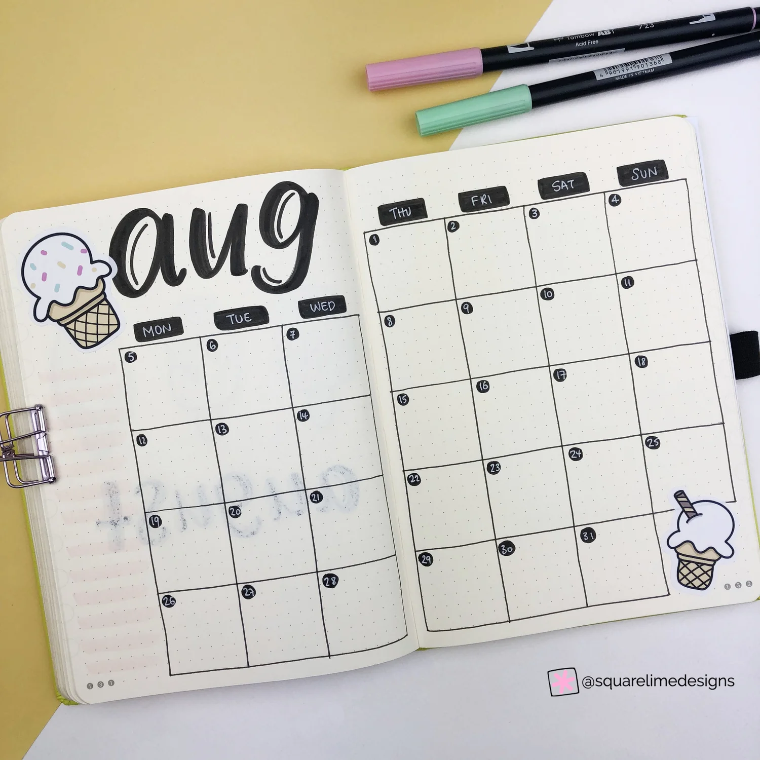 Plan With Me: My Bullet Journal Monthly Setup for August 2019 — Square ...