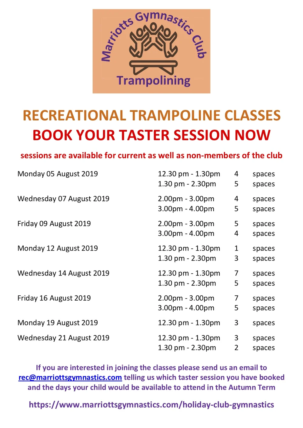 Join The Club - New Recreational Trampoline Classes — Marriotts ...